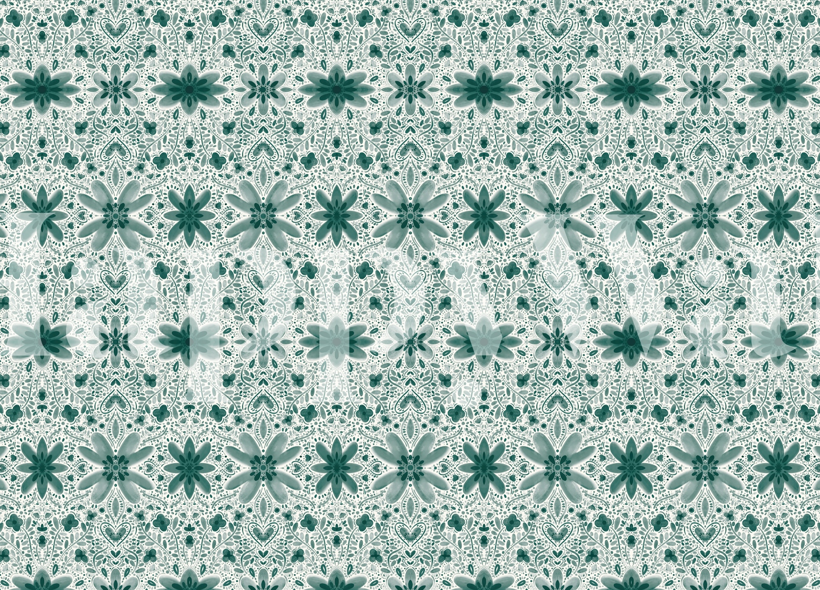 Floral Harmony in Jade Wallpaper