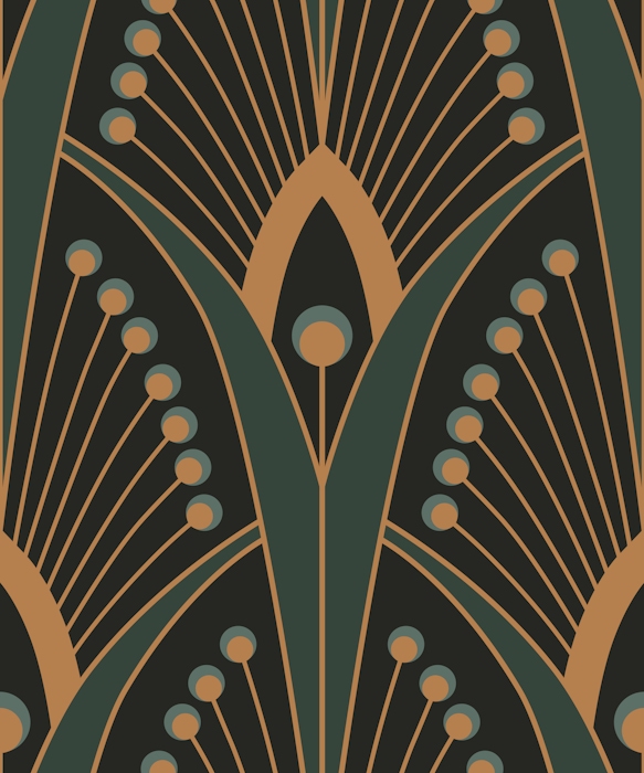 Geometric Art Deco Peacock Feathers - Happywall.com