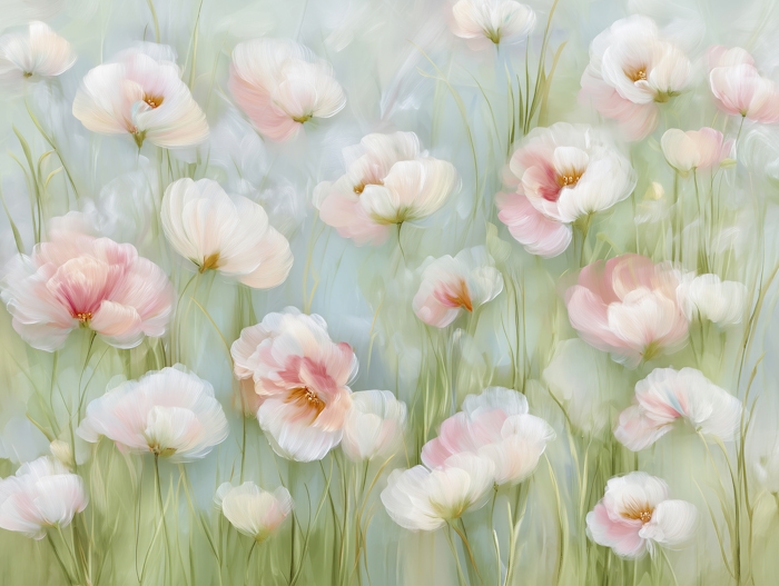 Soft Bloom Poppy Flower Field - Happywall