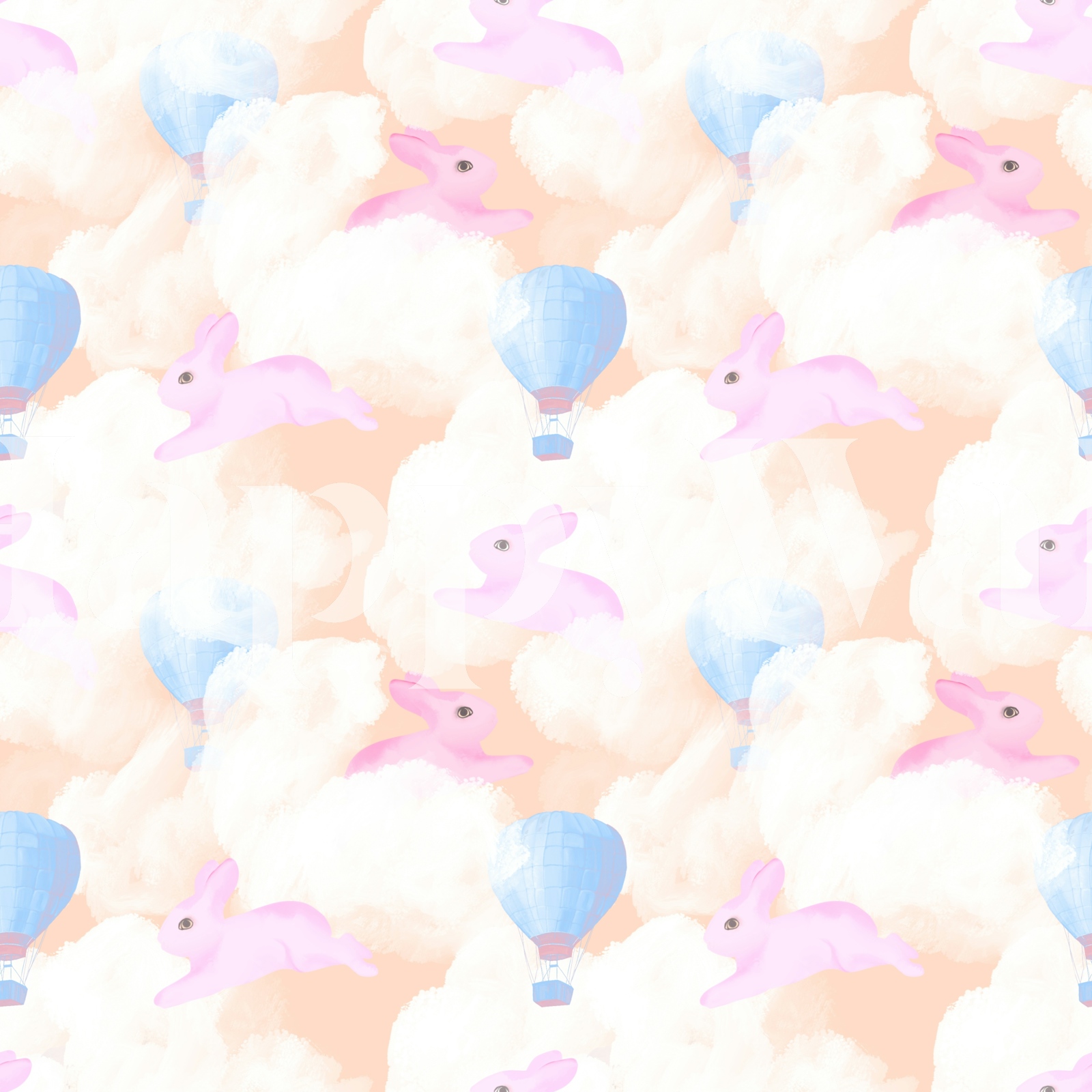 Pastel Sky Rabbit Wallpaper for Nursery