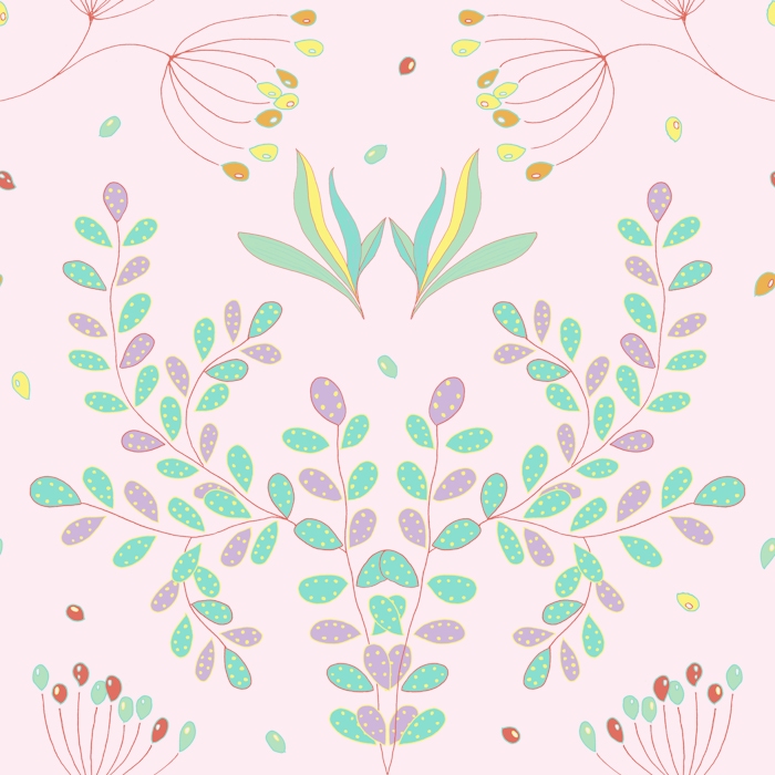 Whimsical Meadow Light Pink Wallpaper