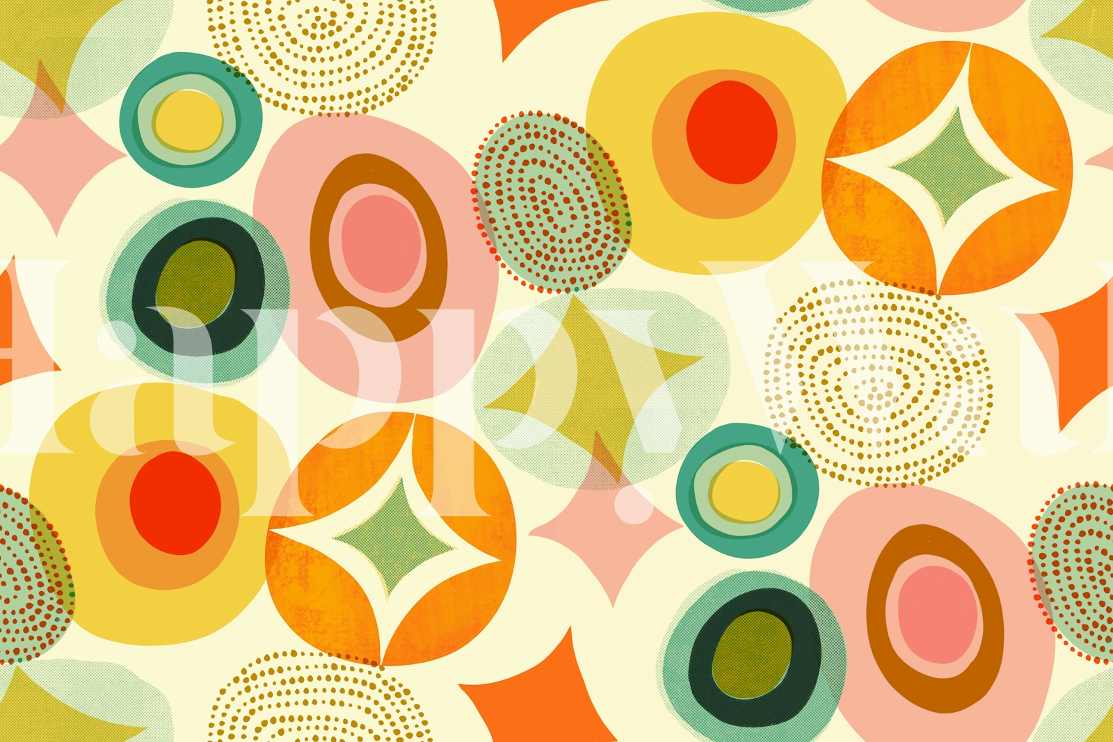 Colorful Retro Blob Wallpaper for Living Rooms