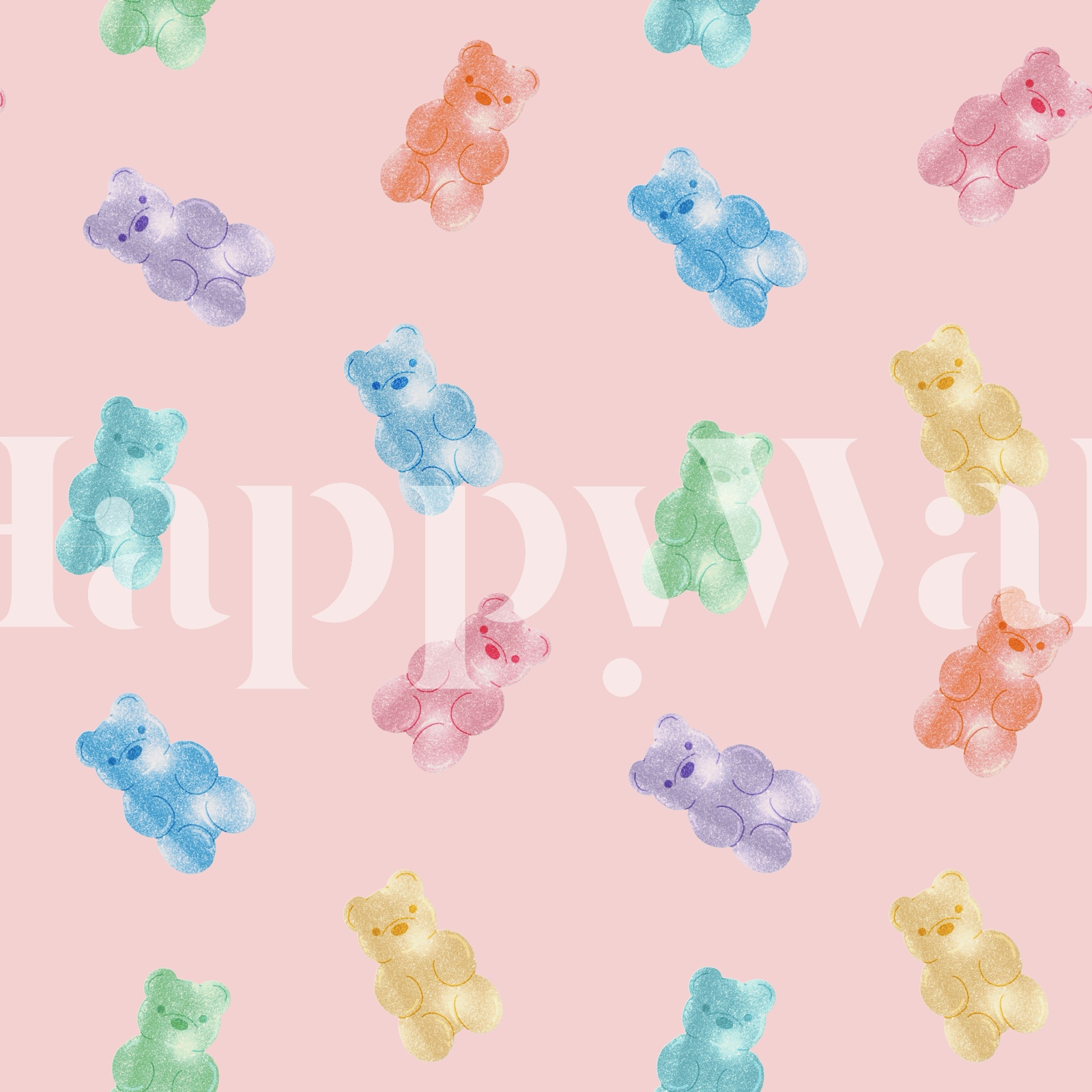 Pink Rainbow Teddy Parade Wallpaper | happywall.com