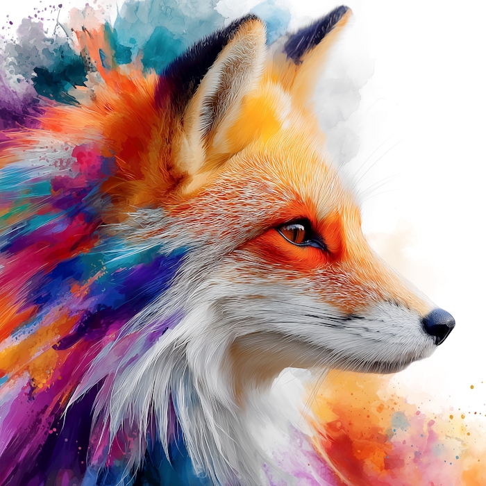 Vibrant Watercolor Fox Portrait - happywall.com