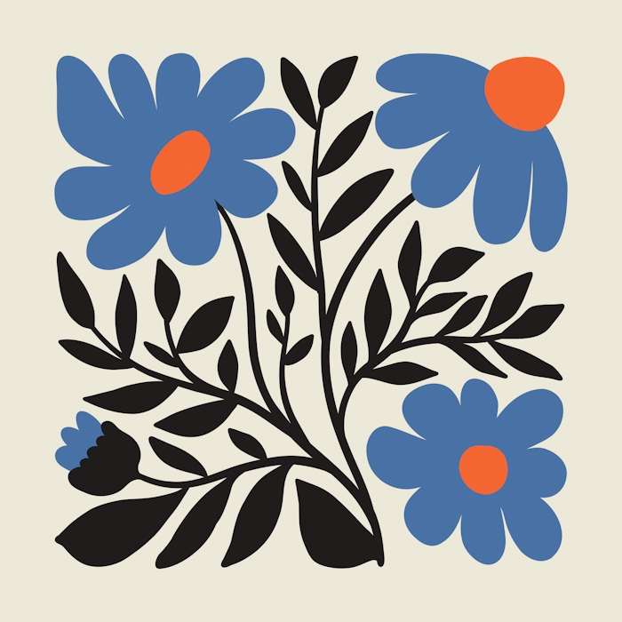 Bold Blue Floral Wallpaper