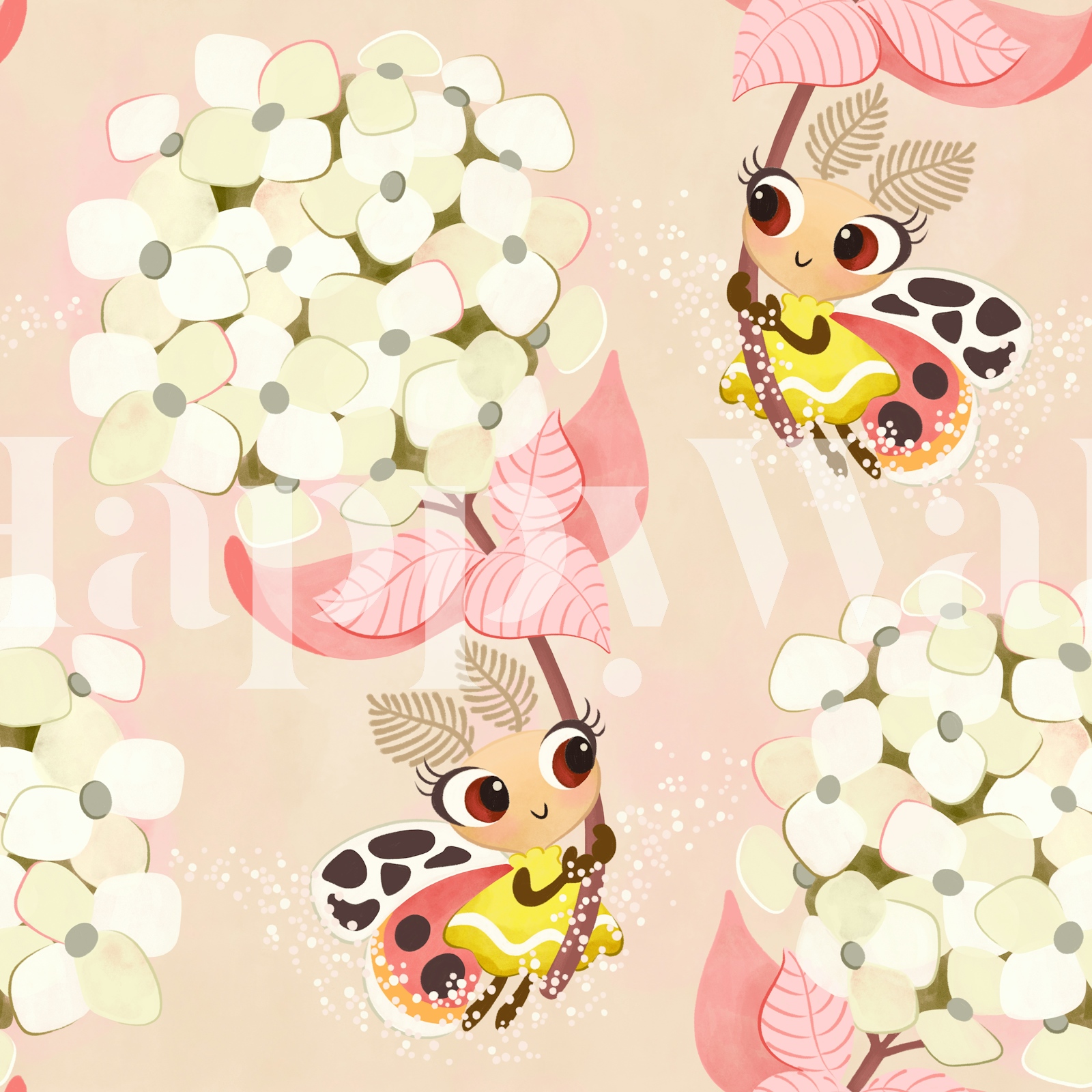 Cute Fairy Moth Pink Wallpaper | Happywall.com