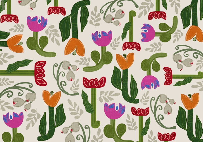 Bold Folk Wildflowers Wallpaper - happywall.com