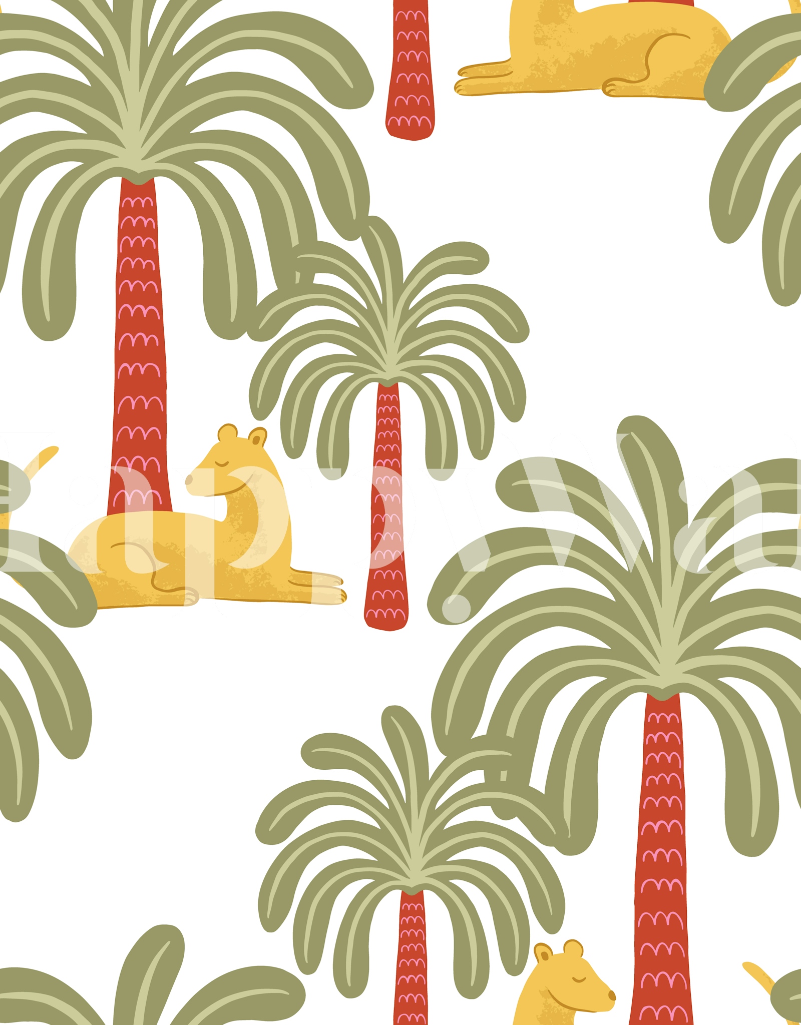 Yellow Jungle Cats Wallpaper | happywall.com