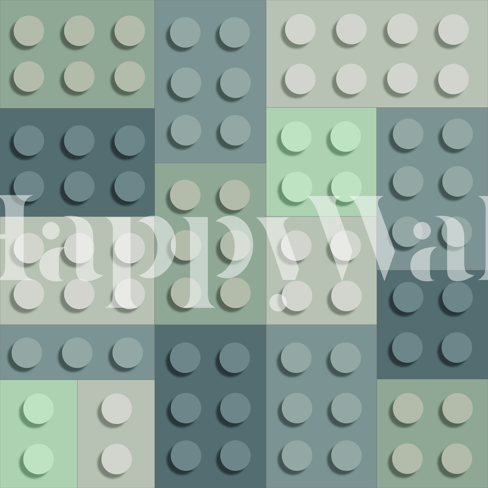 Colorful Bricks Green Shadows - Happywall.com