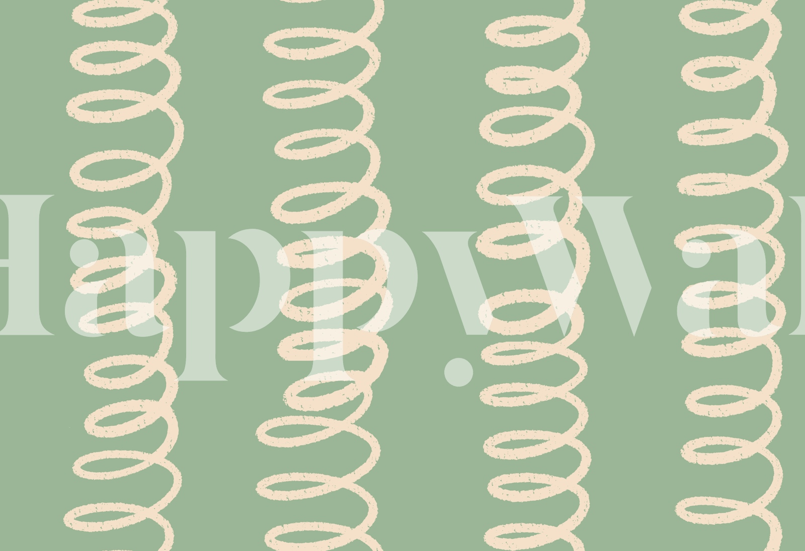 Sage Green Funky Spiral Stripes Wallpaper