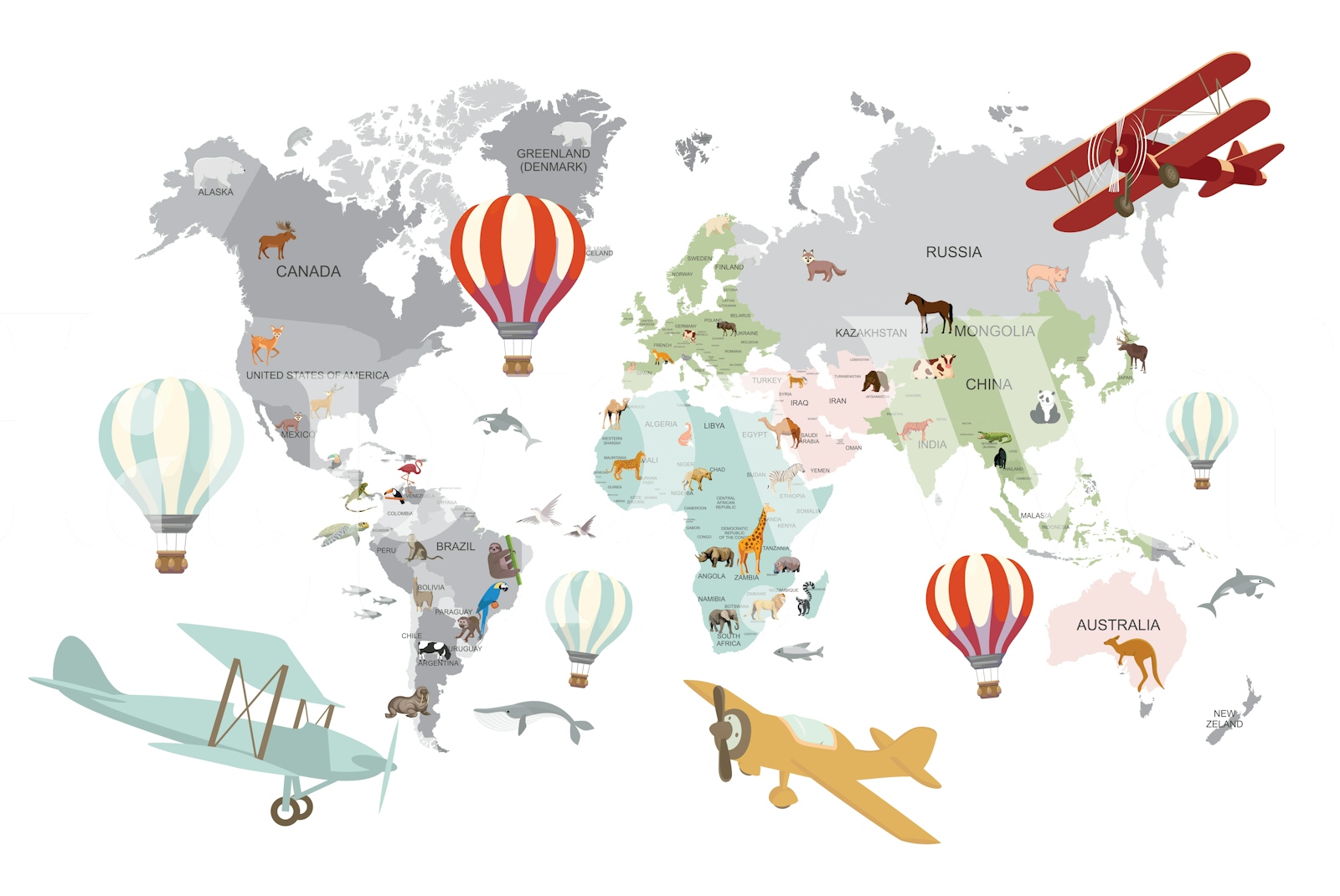 Whimsical World Map Decor - happywall.com