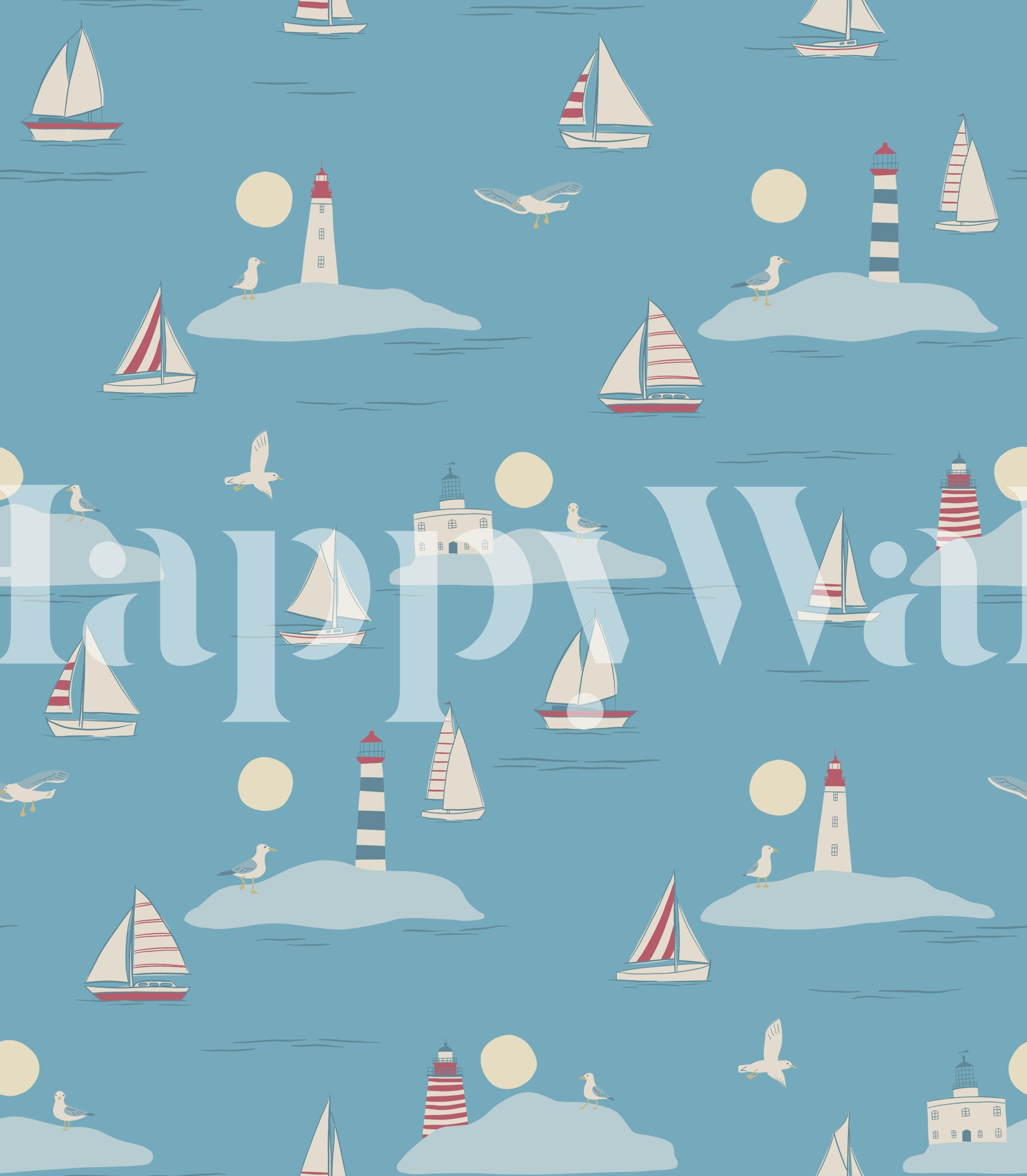 Nautical Lighthouse Sailboat Wallpaper
