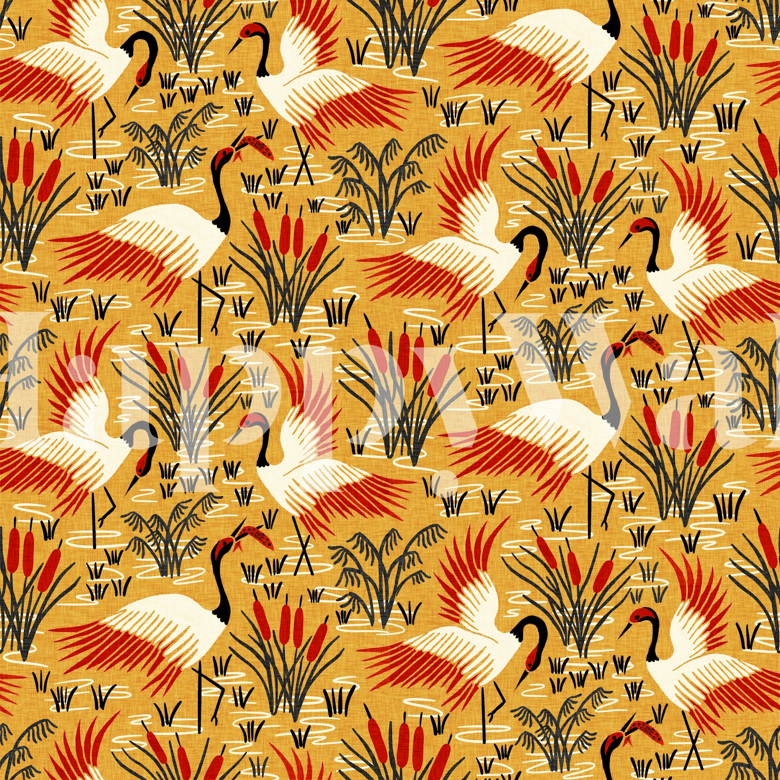 Gone Fishing - Cranes in Wetlands Wallpaper