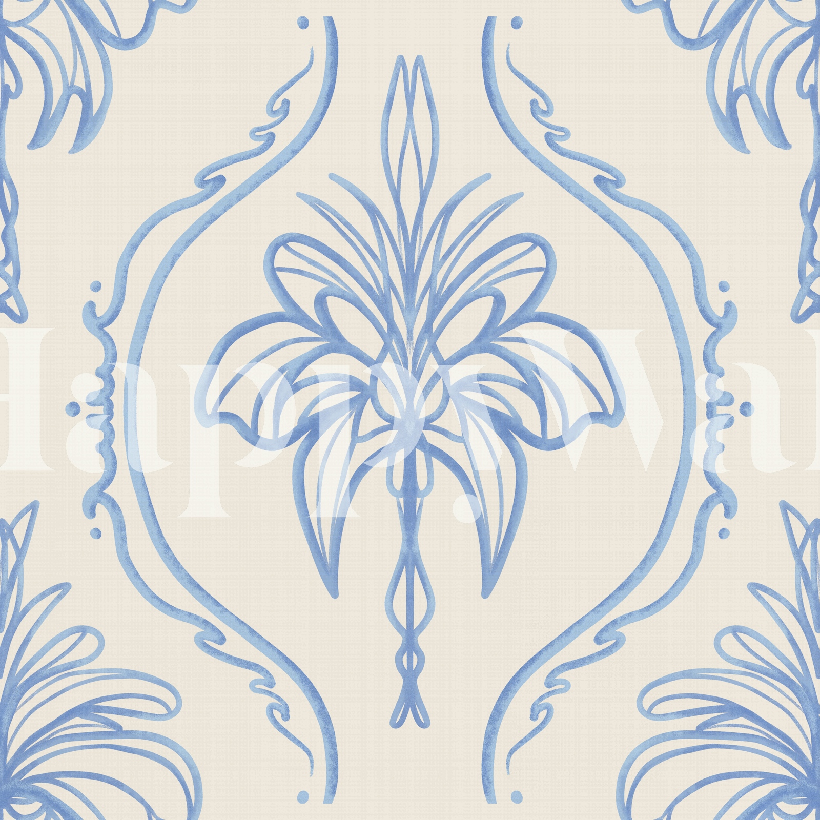Blue Floral Damask Wallpaper for Elegant Decor