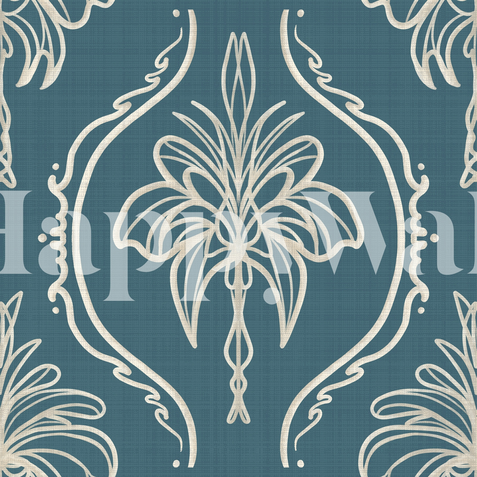 Revival Damask Grandmillennial Blue Wallpaper