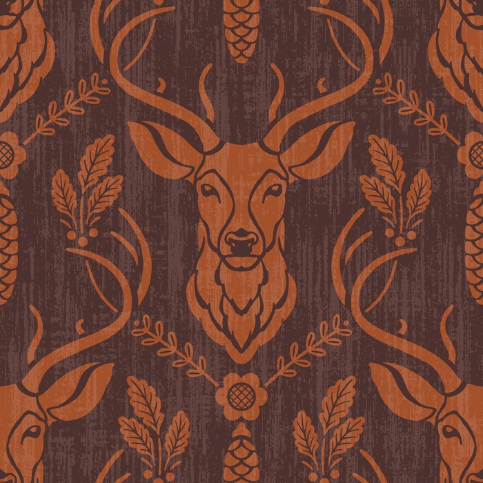 Rustic Deer Brown Wallpaper for Cabin Decor