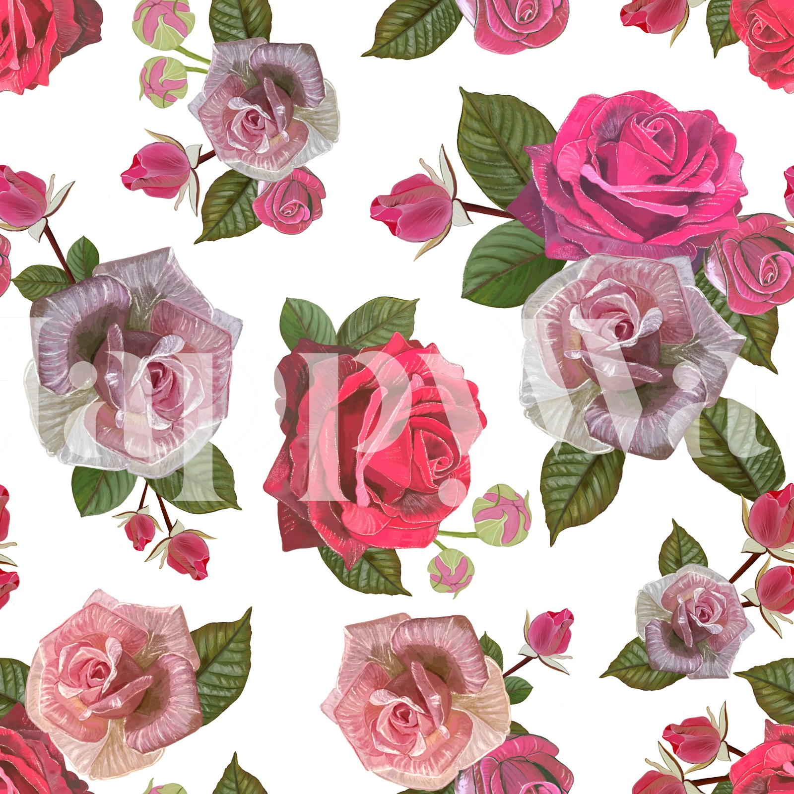 Hand drawn roses pattern - happywall.com