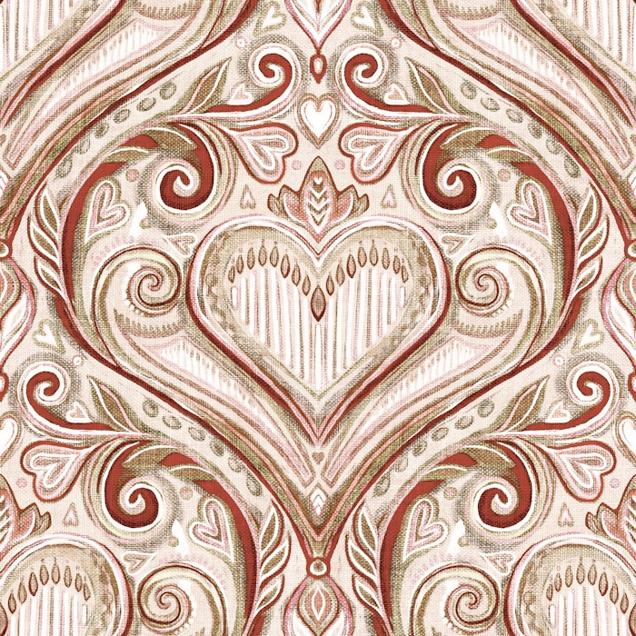 Antique Heart Damask Design - Happywall.com