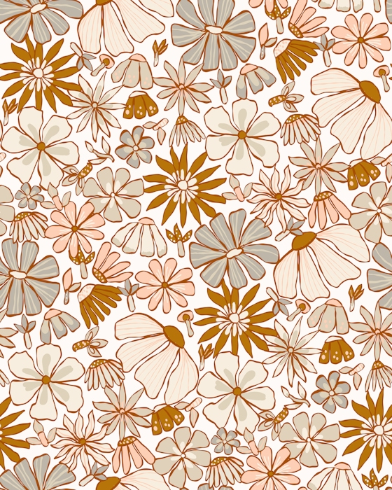 Floral Wallpaper in Warm Earthy Tones