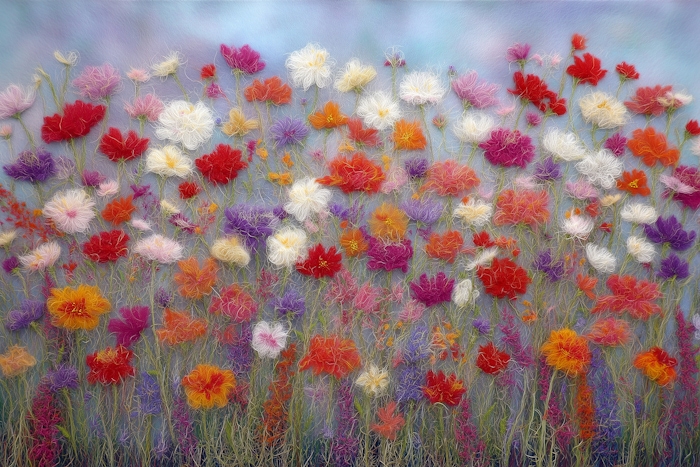 Wool Flowers Meadow Surface Wallpaper