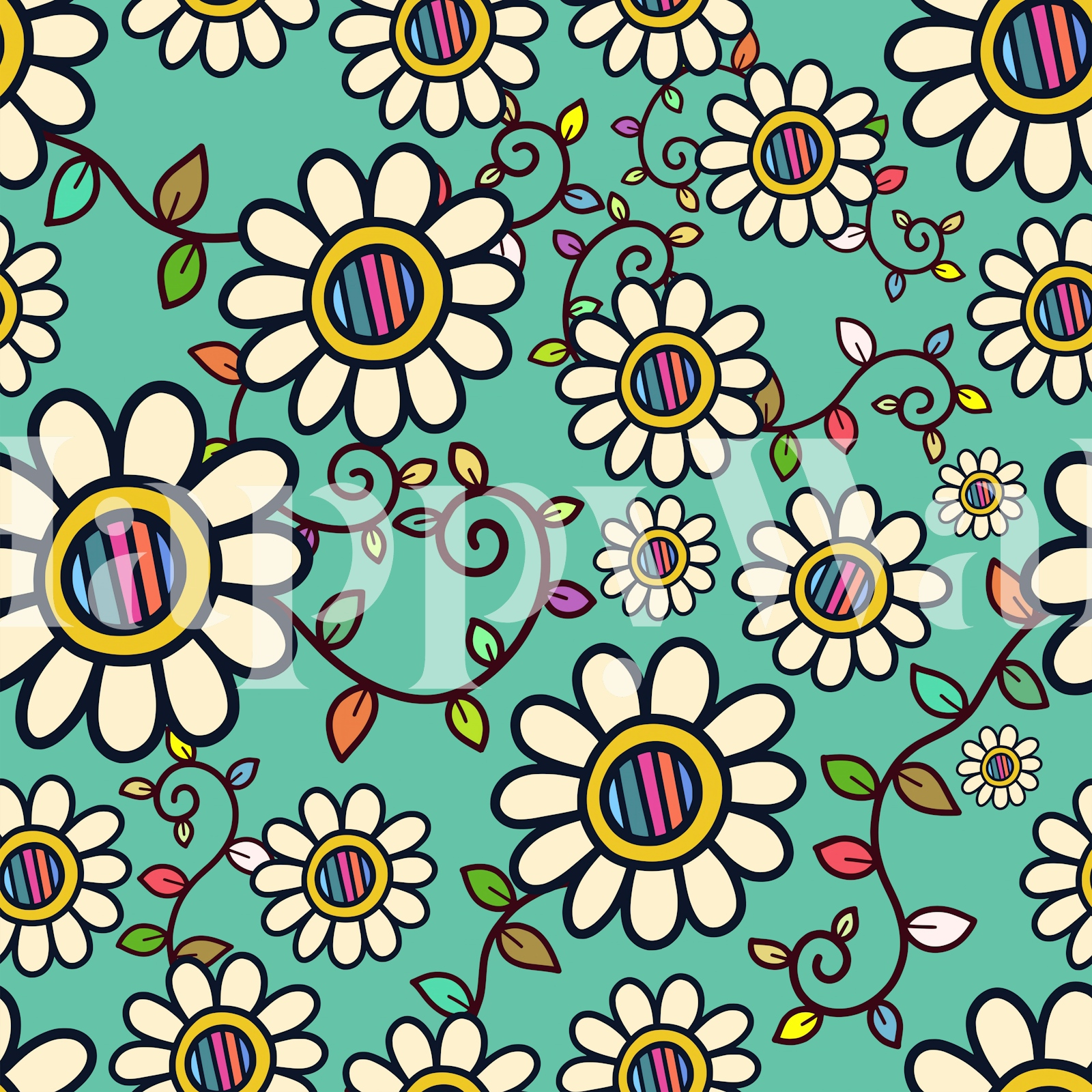 Happy Bloom Doodles Wallpaper - happywall.com