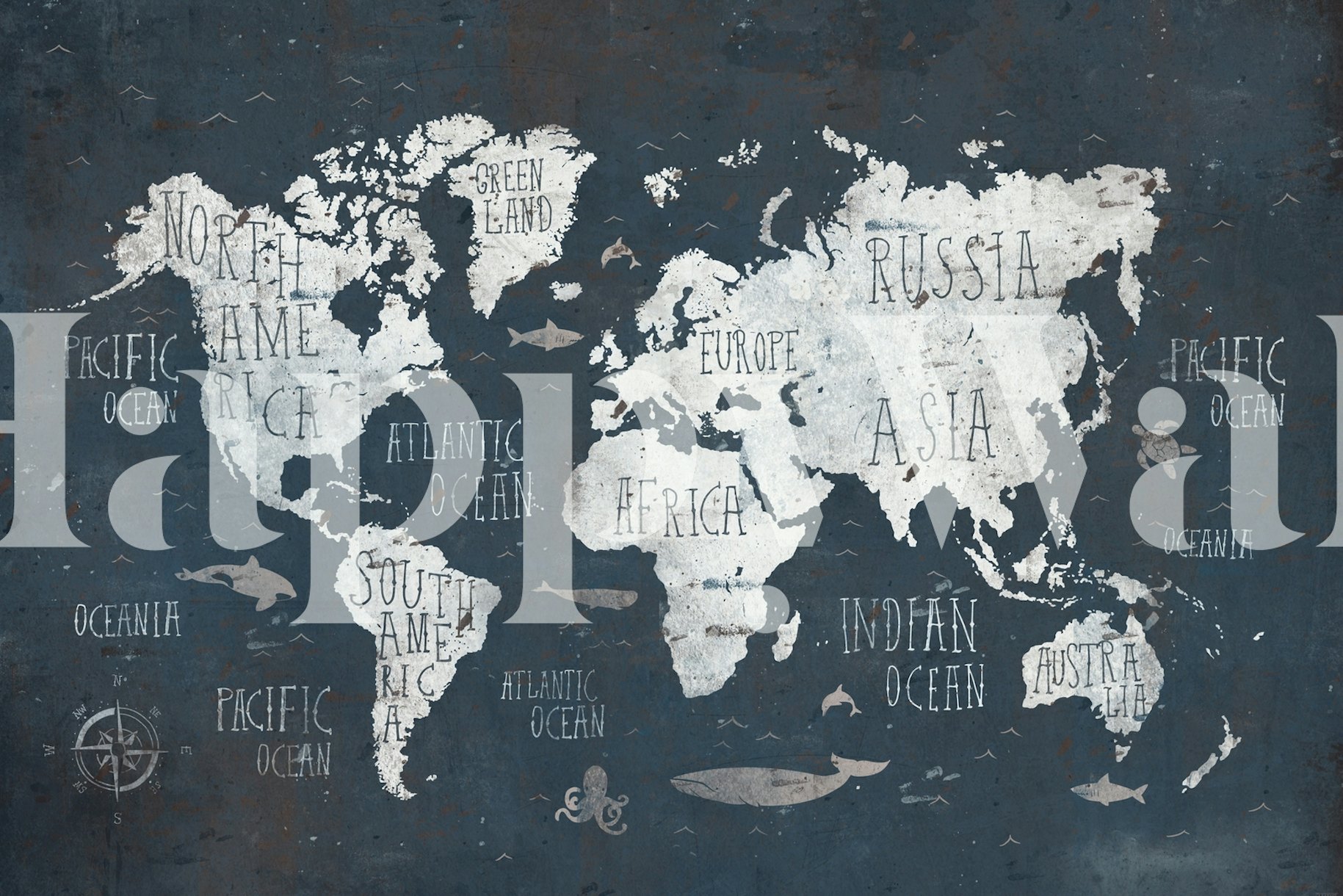 Rusty World Map wallpaper - Happywall