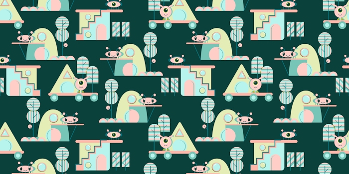 Playful Alien Invasion Dark - Happywall