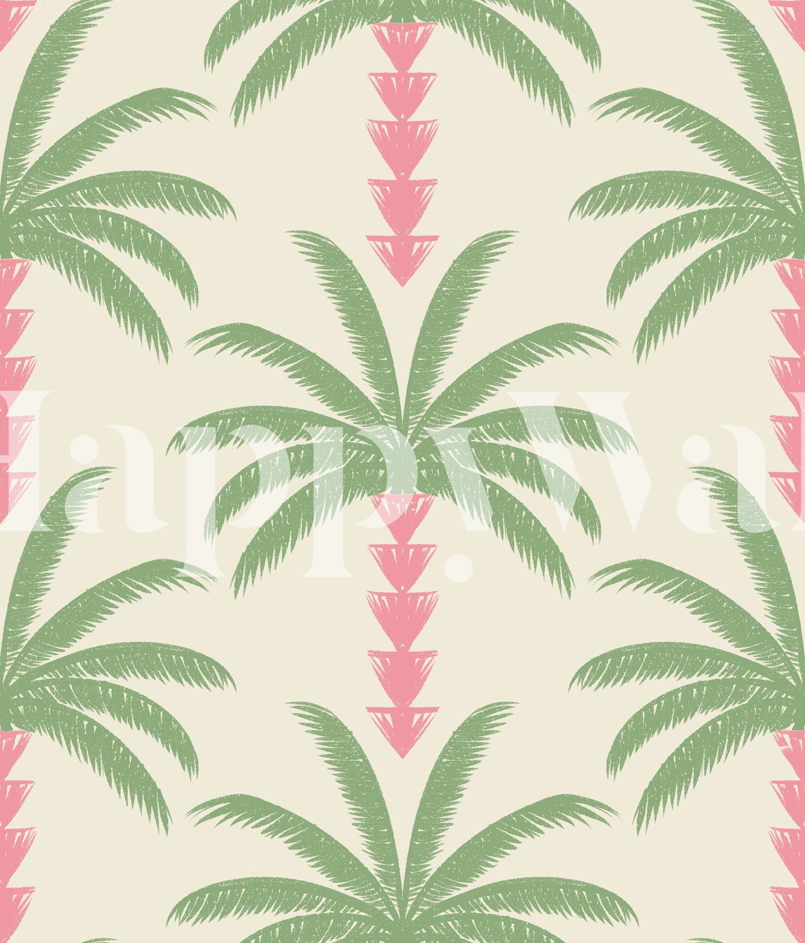 Palm Stripes Pink Green Wallpaper
