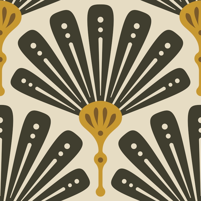 Art Deco Scallop Motif Wallpaper - happywall.com