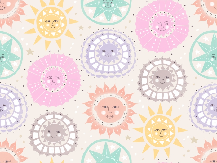 Colorful Celestial Sun and Moon Wallpaper