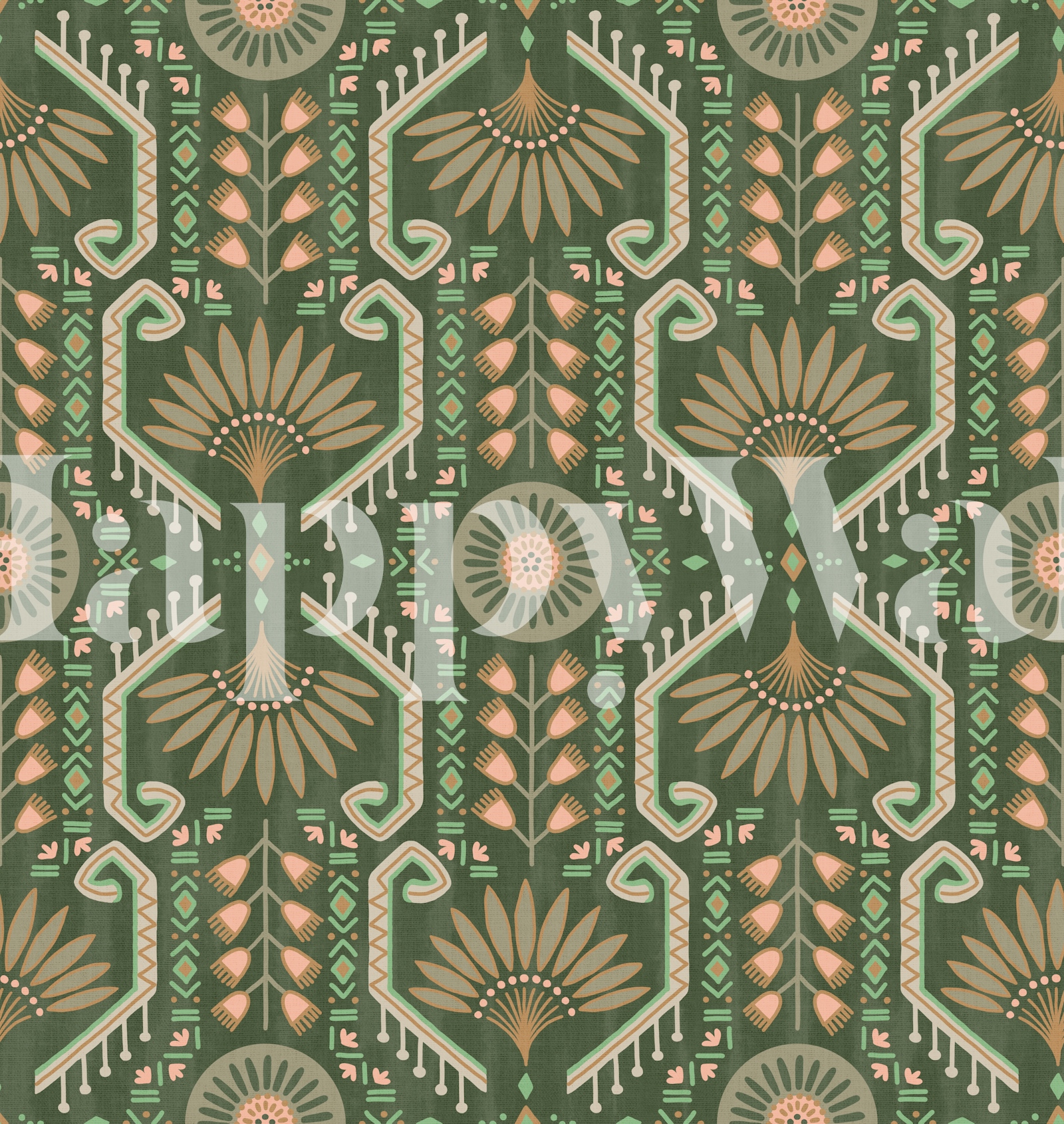 Green Floral Pattern Wallpaper