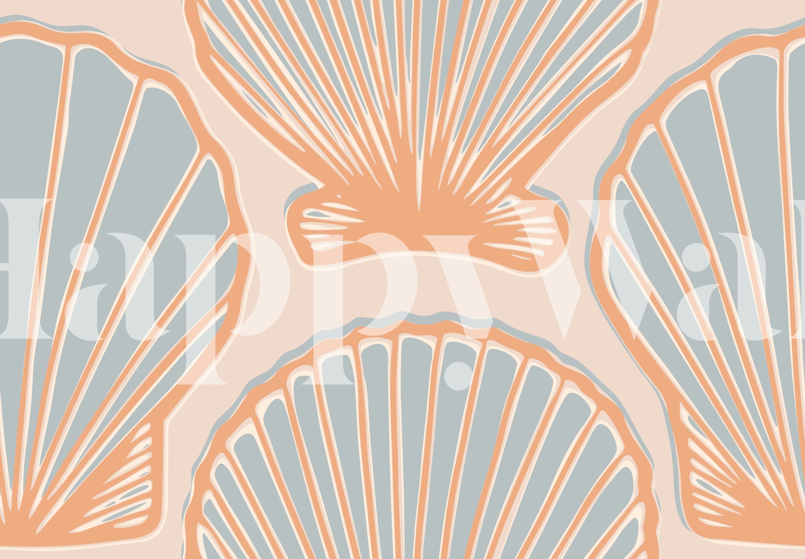 Blue and Pink Scallop Shell Wallpaper