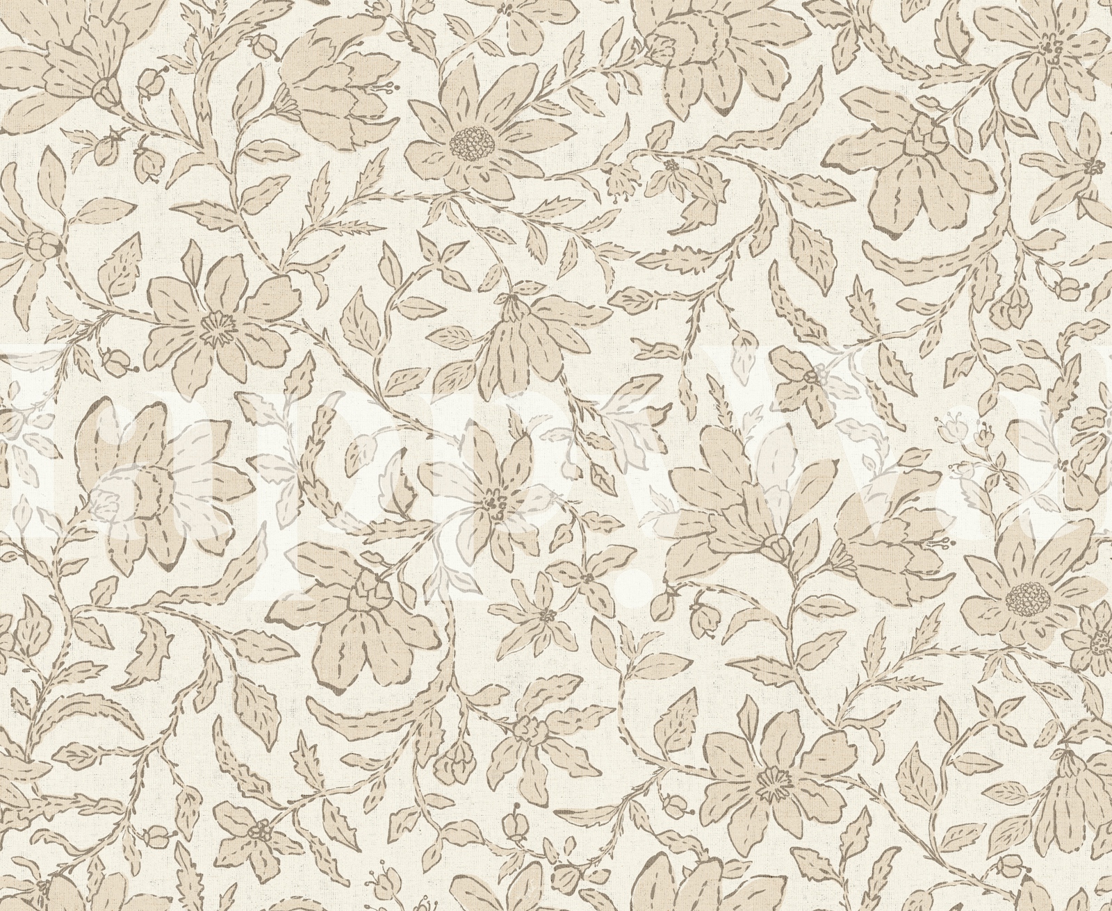 Neutral Floral Wallpaper for Living Room