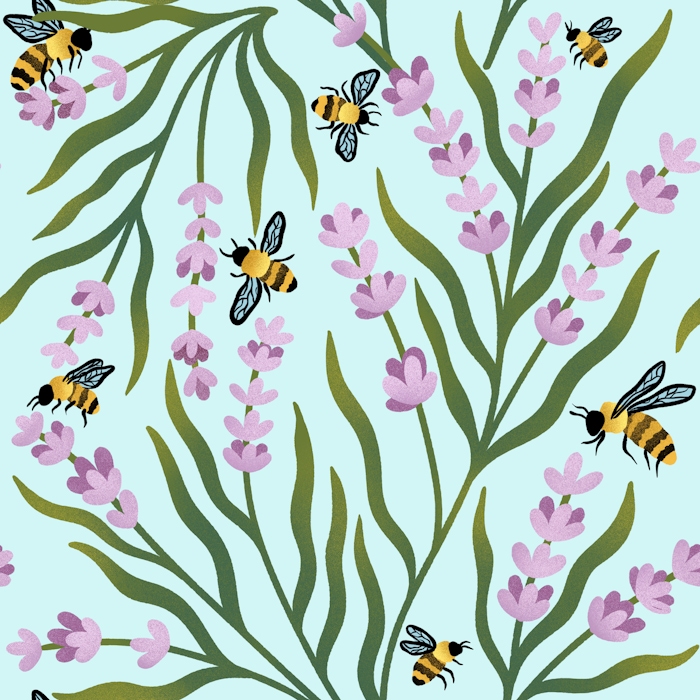 Dreamy Bees in Lavender Fields Wallpaper