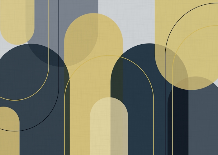 Geometric Navy Yellow Wallpaper for Modern Homes