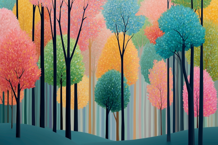 Colorful Tree Forest Wallpaper