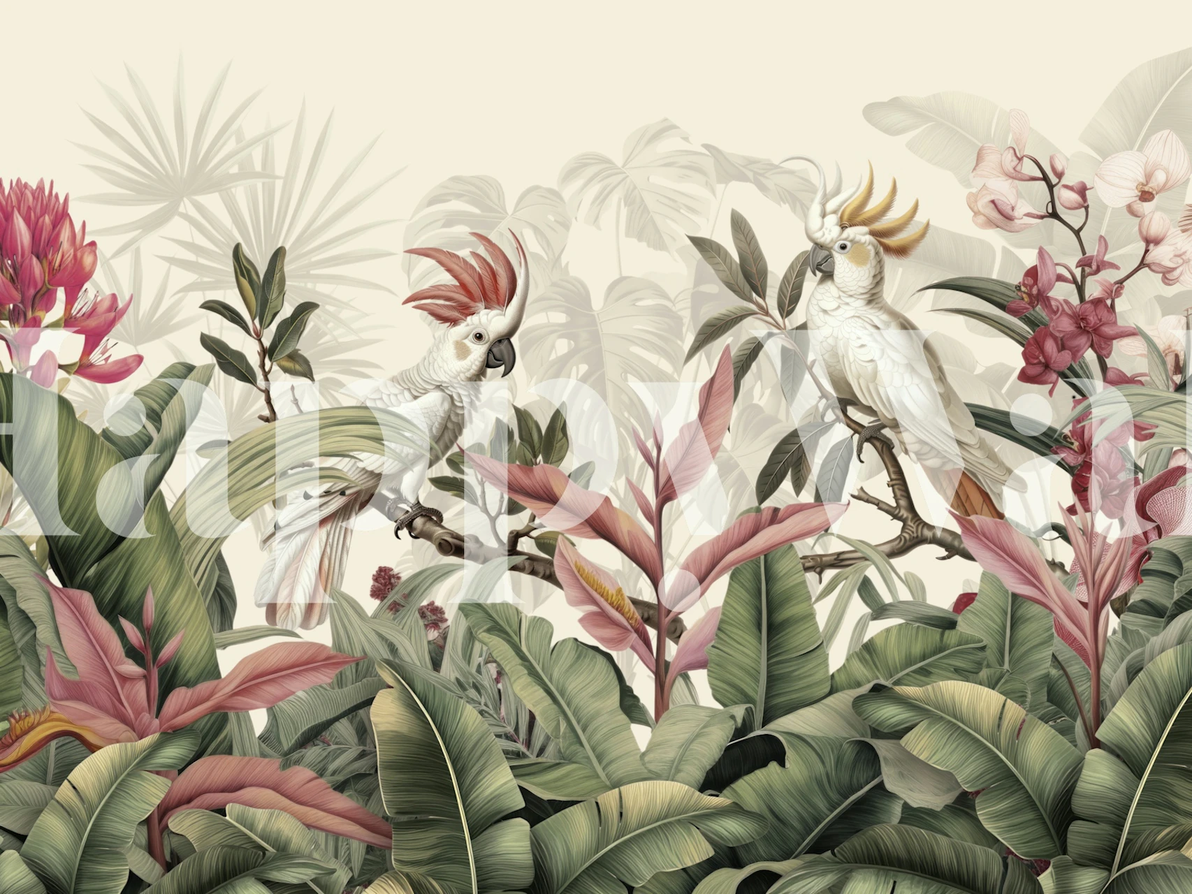 Tropical Cockatoo Birds Wallpaper | happywall.com