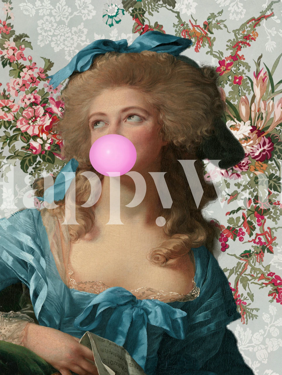 Vintage Meets Pop Art Bubble Gum Woman | Happywall