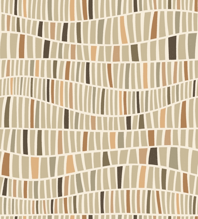 Earth Tones Wavy Mosaic Wallpaper