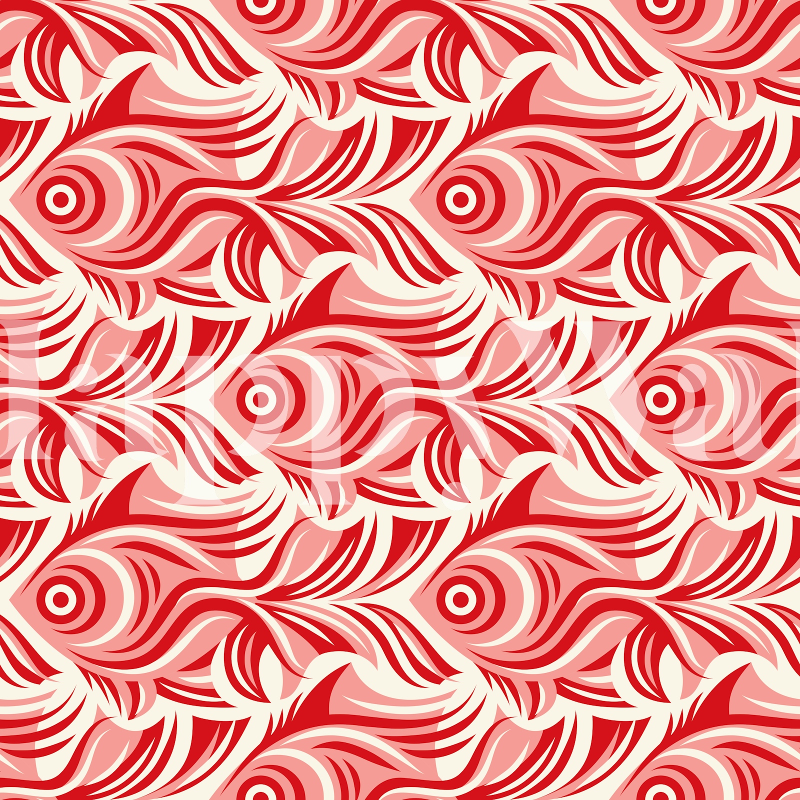 Red and Pink Fish Pattern Wallpaper