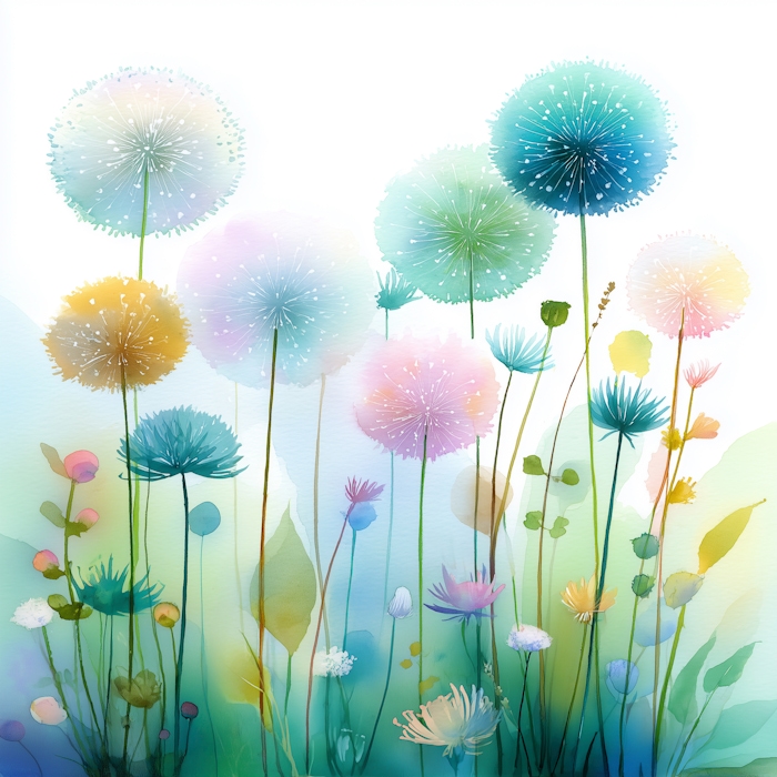 Rainbow Dandelion Field Wallpaper | happywall.com