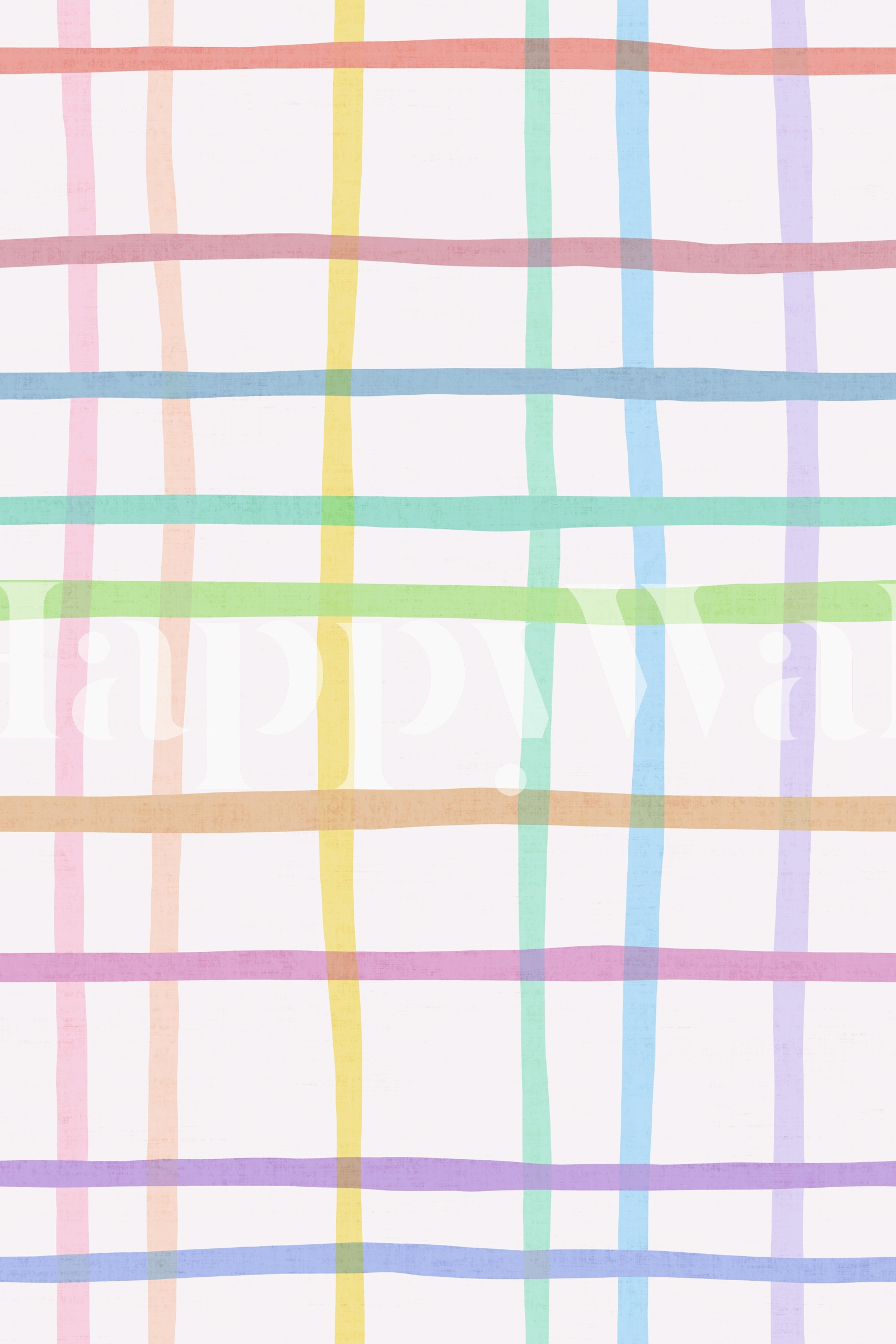 Wonky Pastel Rainbow Check Wallpaper