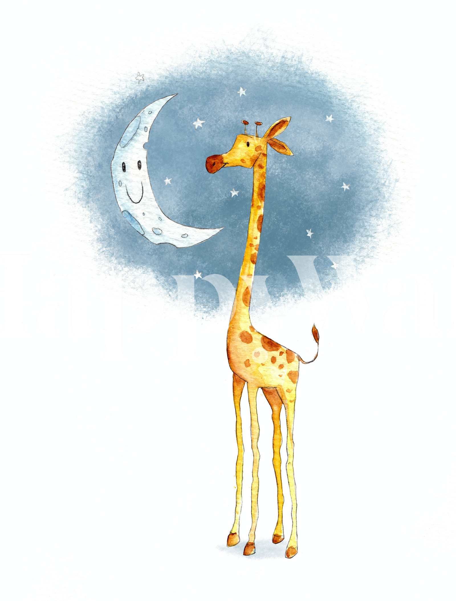 Cute Giraffe Moon Kids Wallpaper