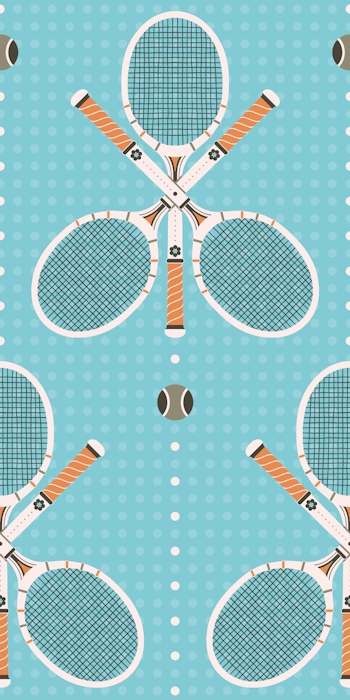 Triples Tennis - Retro Blue Orange | happywall.com