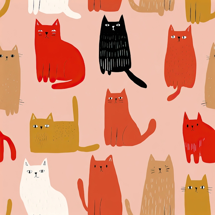 Whimsical Cat Parade - happywall.com
