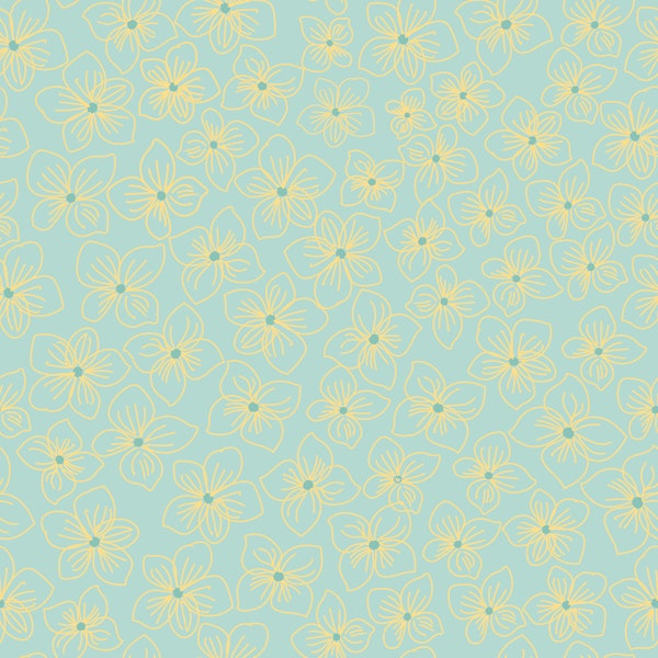 Yellow Outline Floral Wallpaper | Happywall