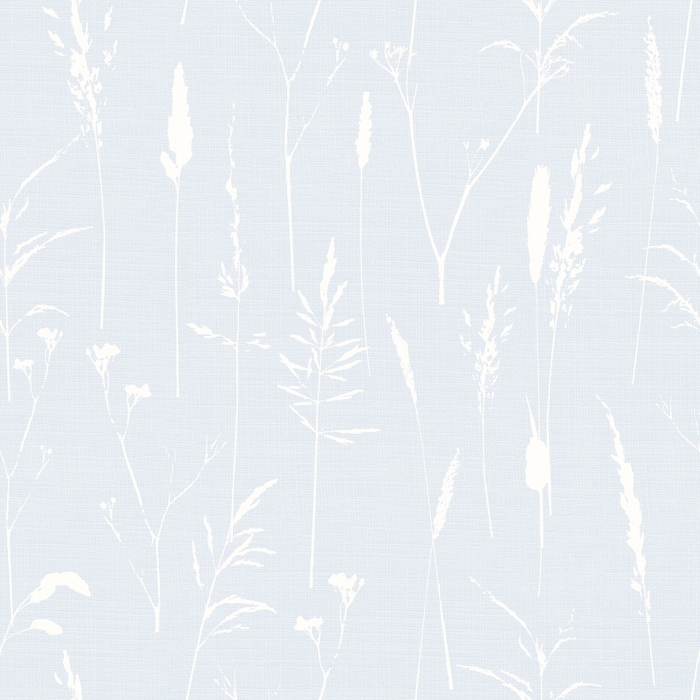 Boho Wild Grasses - Soft Blue Grey Wallpaper