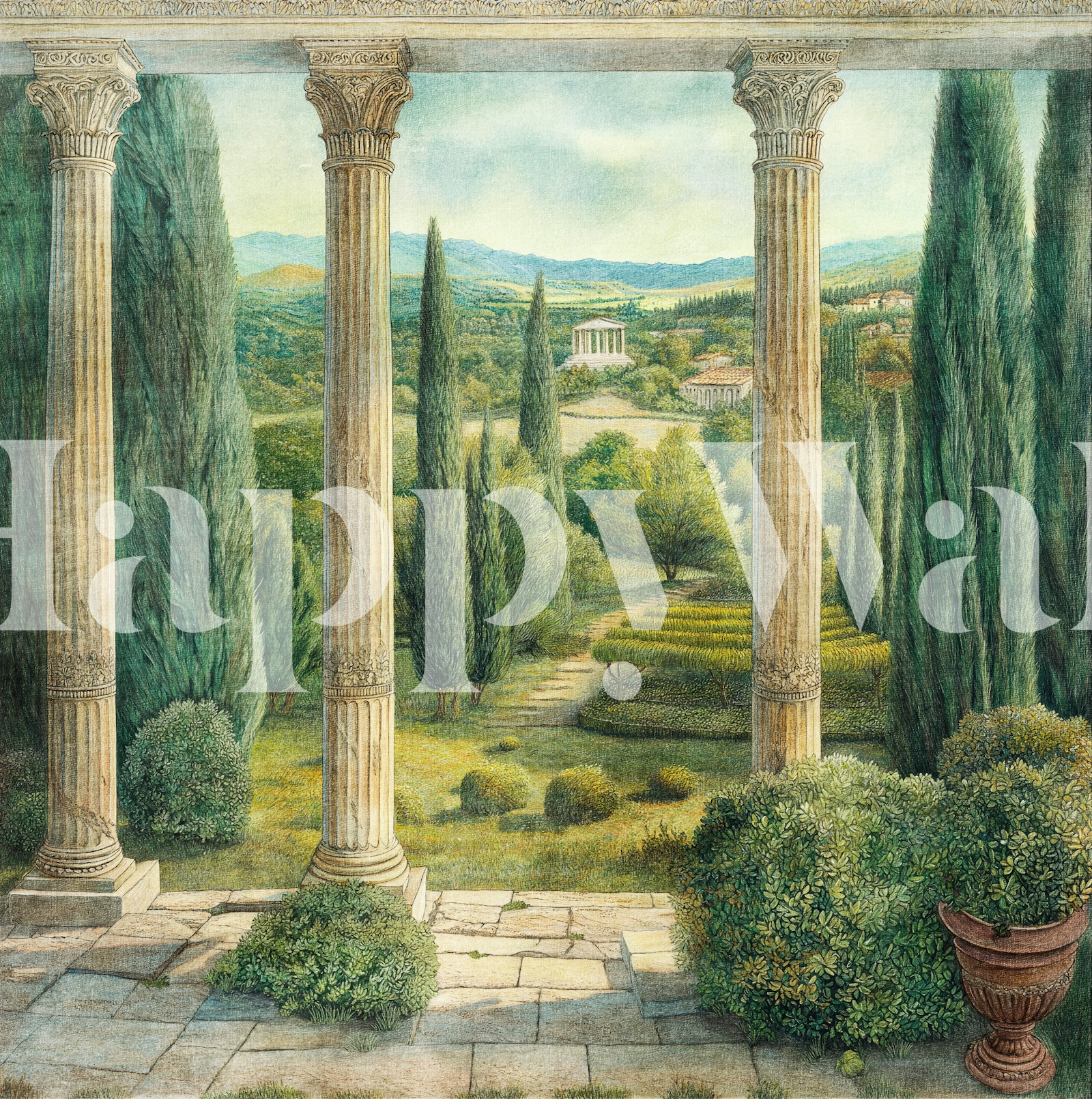 Classic Garden Landscape Wallpaper