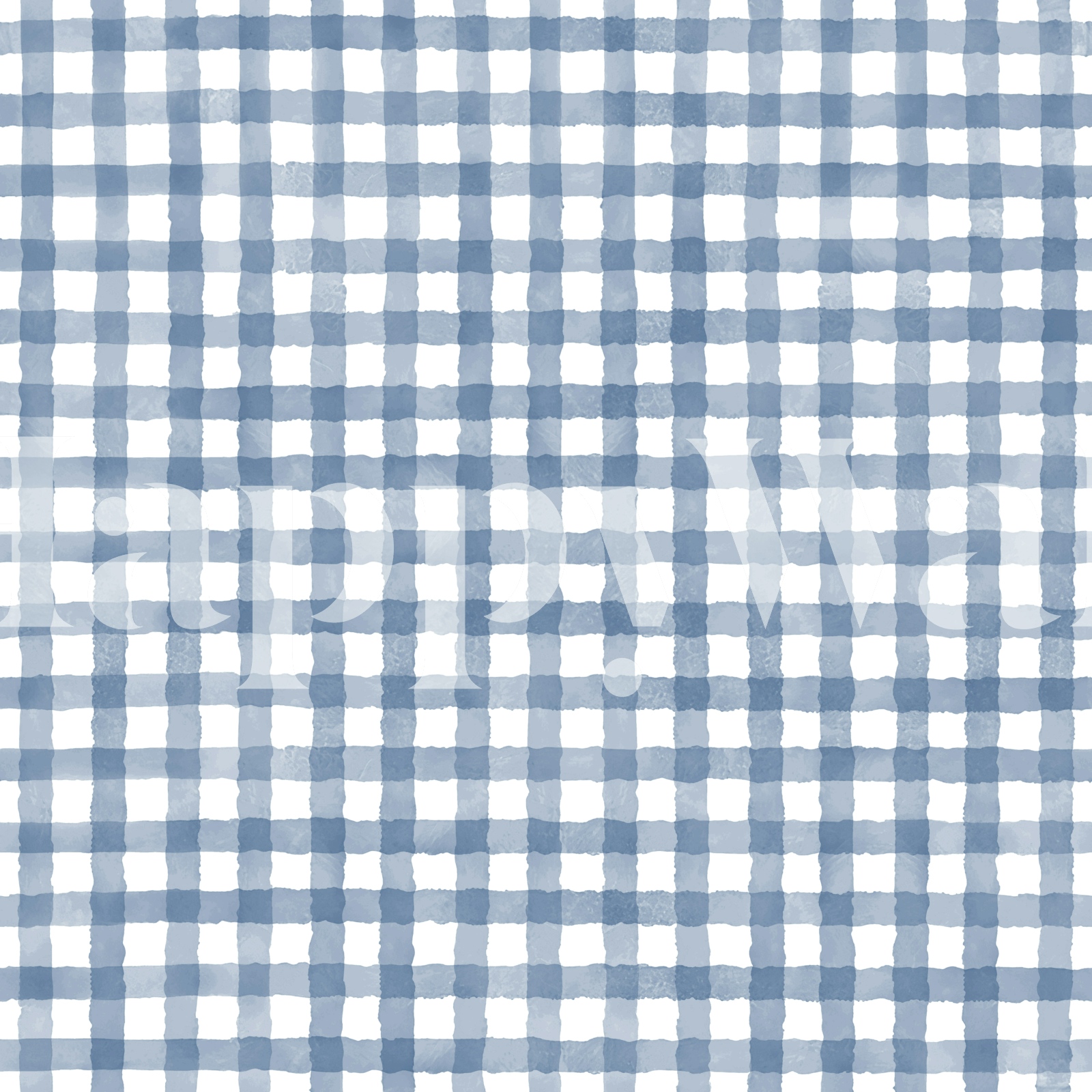 Blue Farmhouse Watercolor Gingham - Happywall