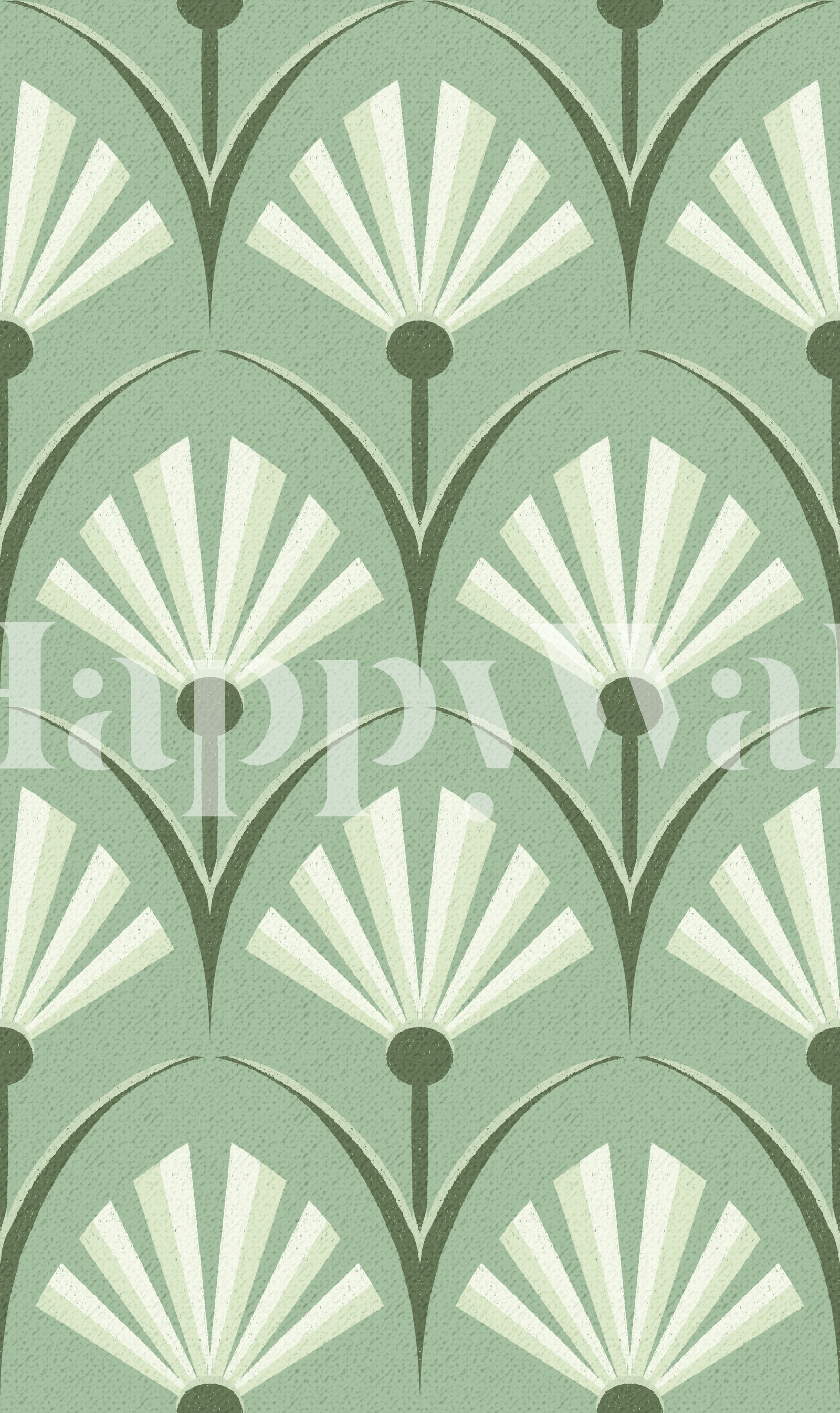 Sage Green Floral Fans Wallpaper | Happywall